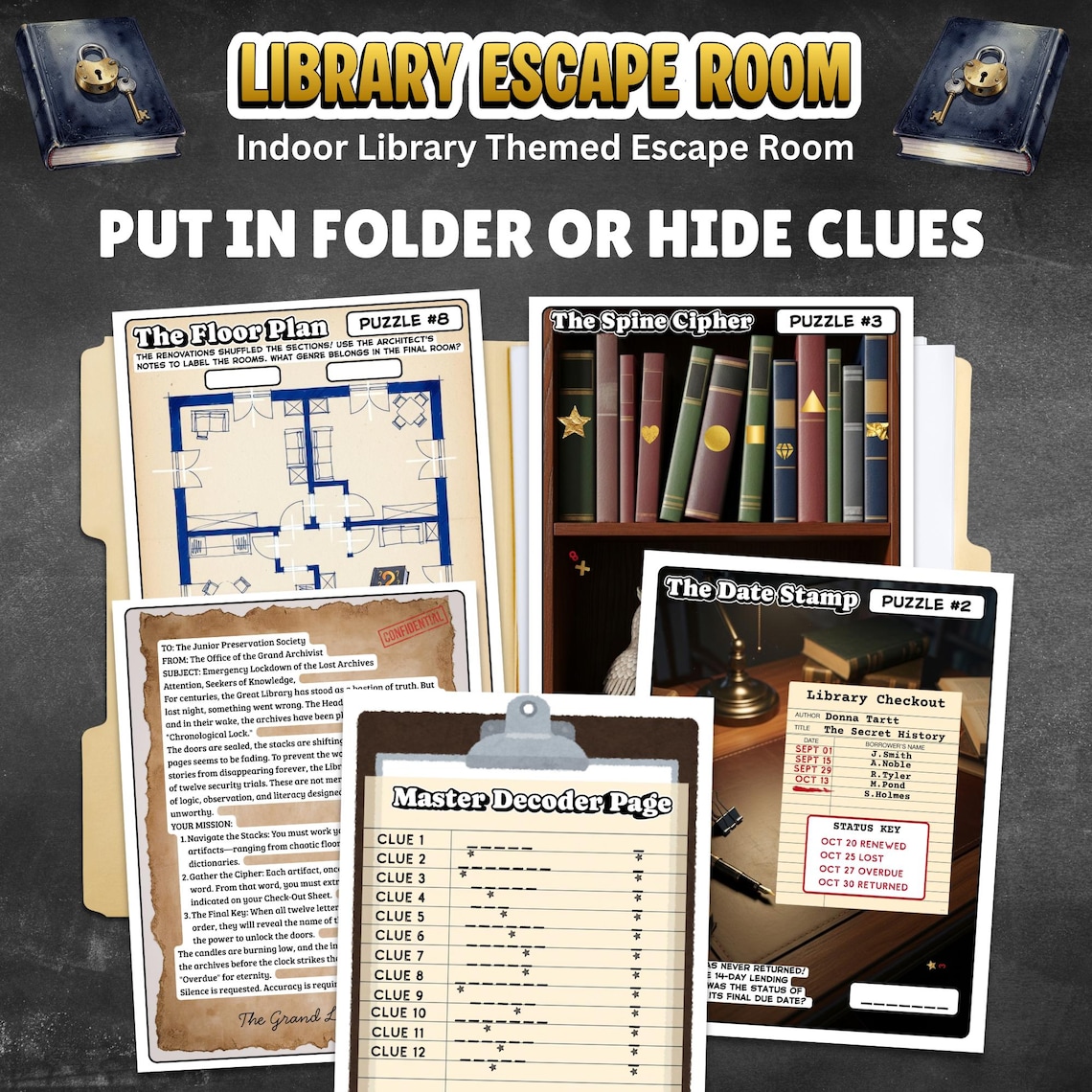 Library Escape Room Game Printable | the Lost Archives Mystery ...