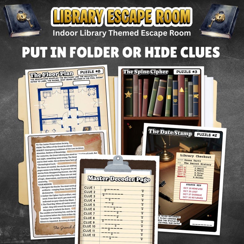 Library Escape Room Game Printable | the Lost Archives Mystery ...