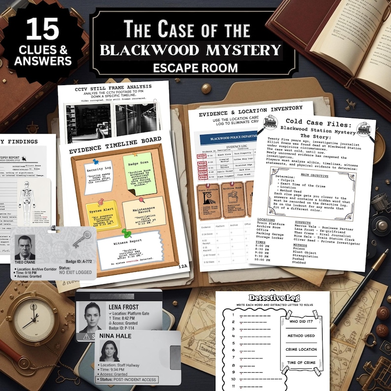 Cold Case Murder Mystery Detective Escape Room Printable Game for Teens ...
