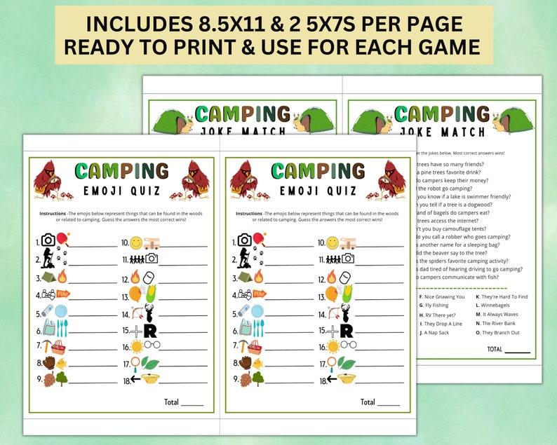 Printable Editable Camping Games Bundle for Kids & Adults | Family ...