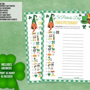 St Patricks Day Emoji Pictionary Game, Saint Pattys Party Quiz ...