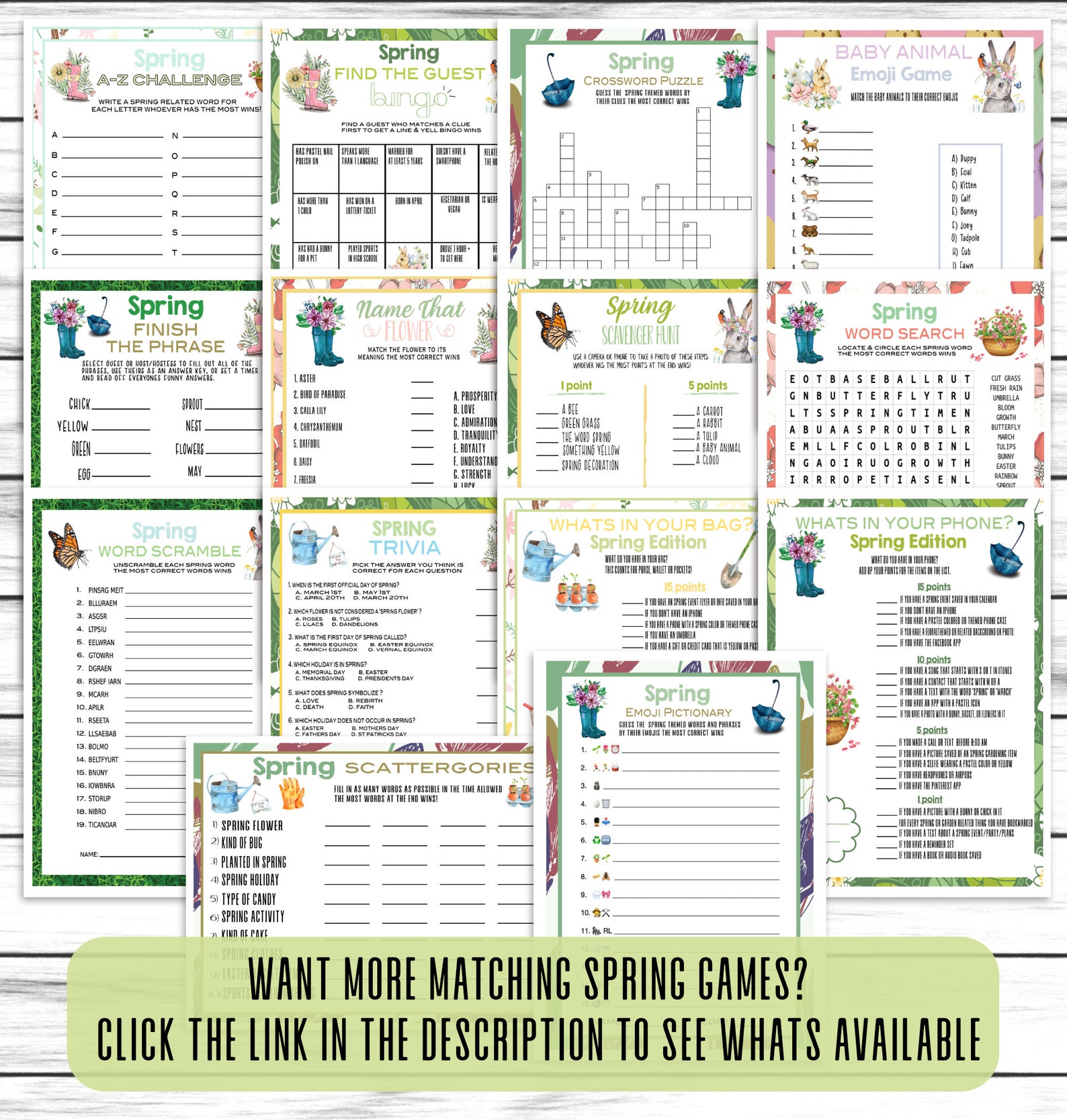 Spring Word Search Game Spring Game Party Game Virtual or - Etsy