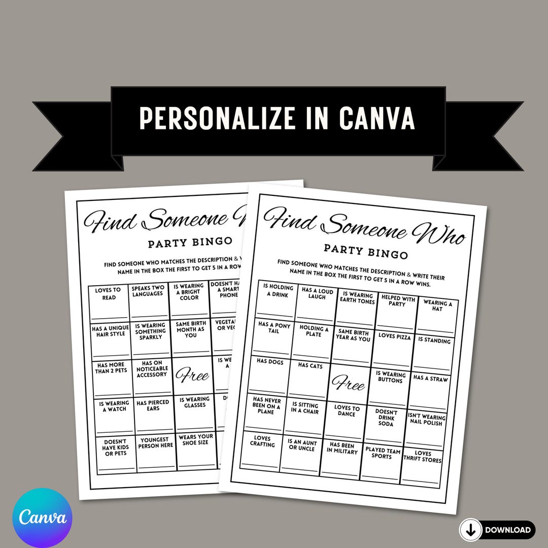 Find Someone Who Bingo Icebreaker Template | Icebreaker Printable Games ...
