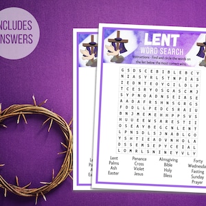 Printable Lent Word Search, Kids Lenten Party Game, Lent Word Activity ...