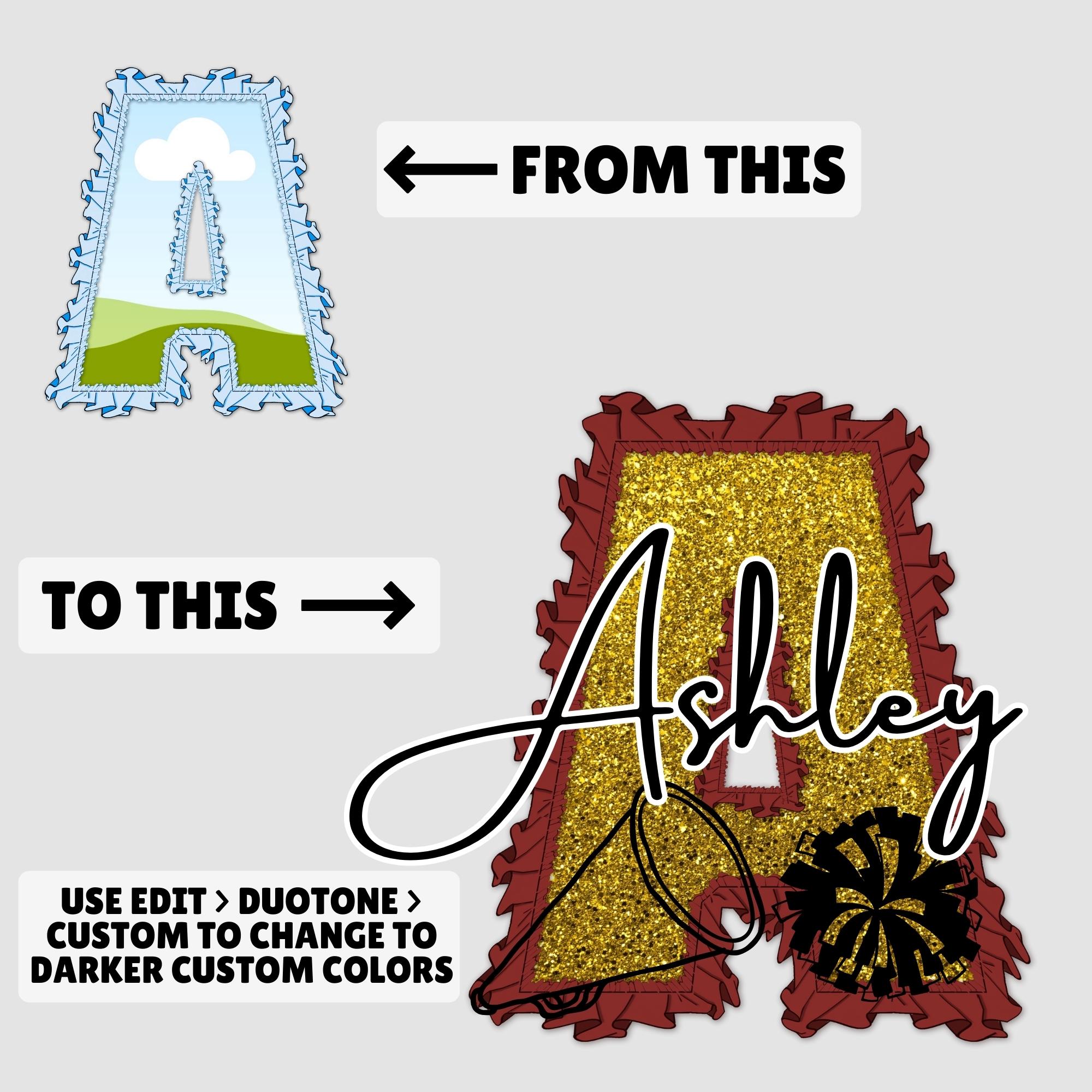 Ruffle Outline Varsity Patch Alphabet Canva Frame Letters | Preppy ...