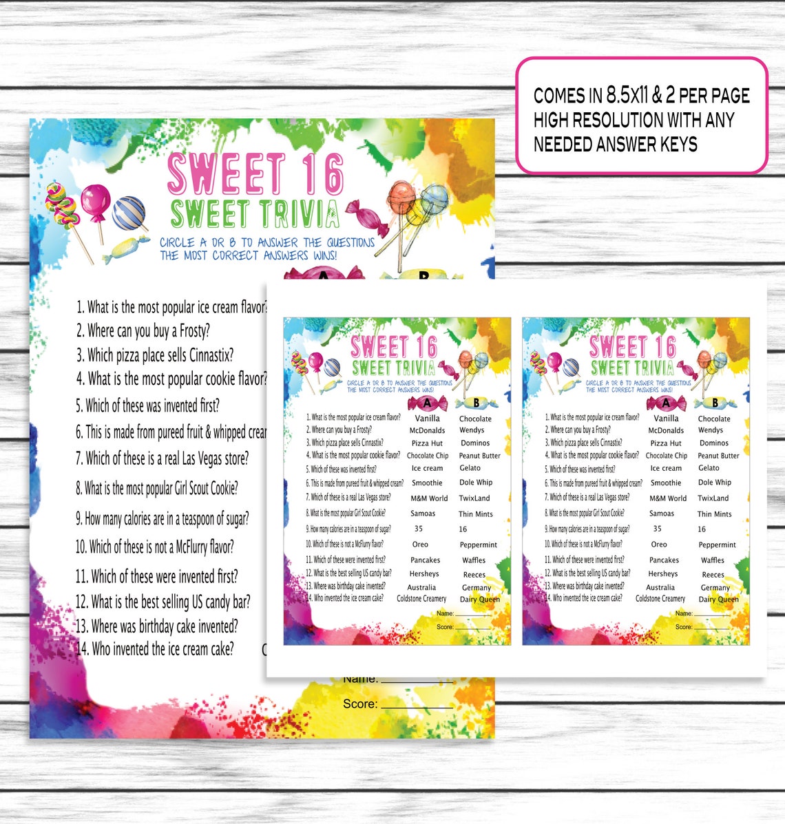 Sweet 16 Birthday Party Games Tie Dye Birthday Gamessweet - Etsy
