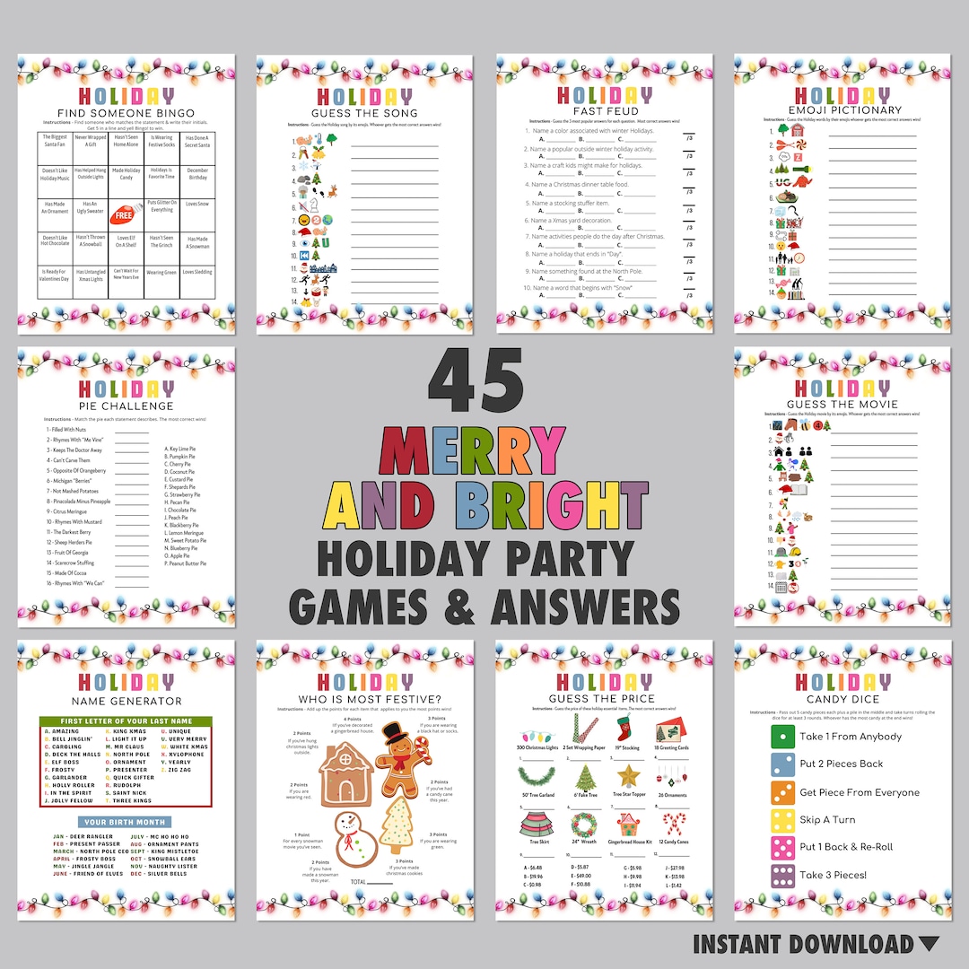 Holiday Party Game Mega Bundle | Merry & Bright Work Office Classroom ...