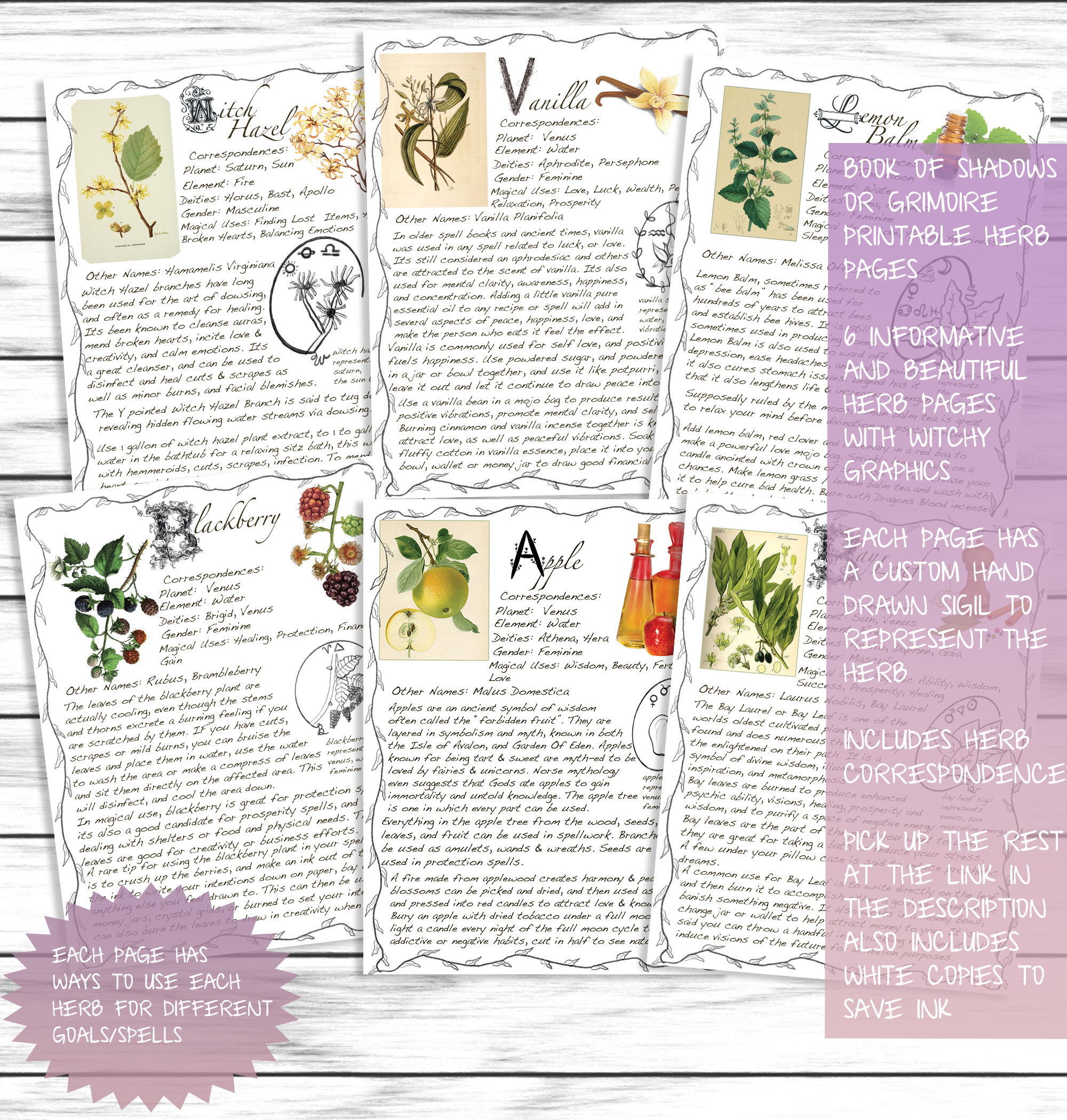 Basic Witchcraft Grimoire Printable Pages Book of Shadows - Etsy