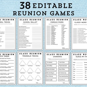 Printable Class Reunion Games | Editable Reunion Template Activities ...