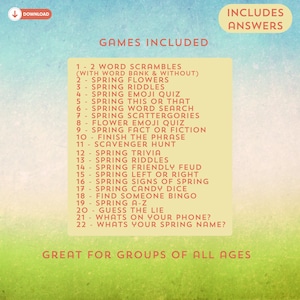 Spring Break Printable Games Mega Bundle With Answers | Flowers Emoji ...