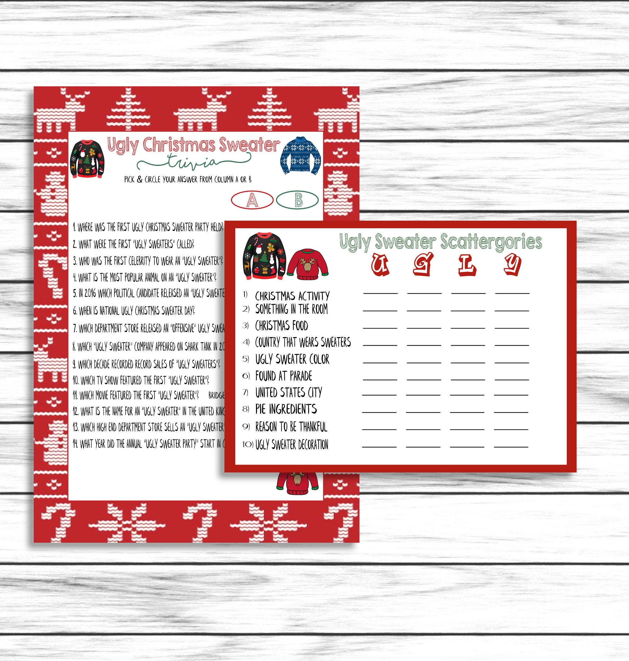 Christmas Games, Ugly Sweater Games, Christmas Party Trivia, Xmas Party ...