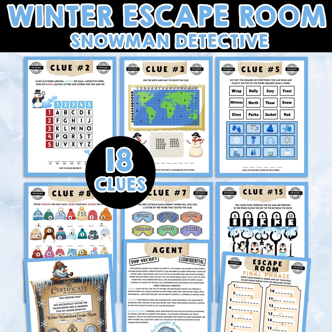 Printable Winter Escape Room | Detective Snowman's Mystery | Fun Snow ...