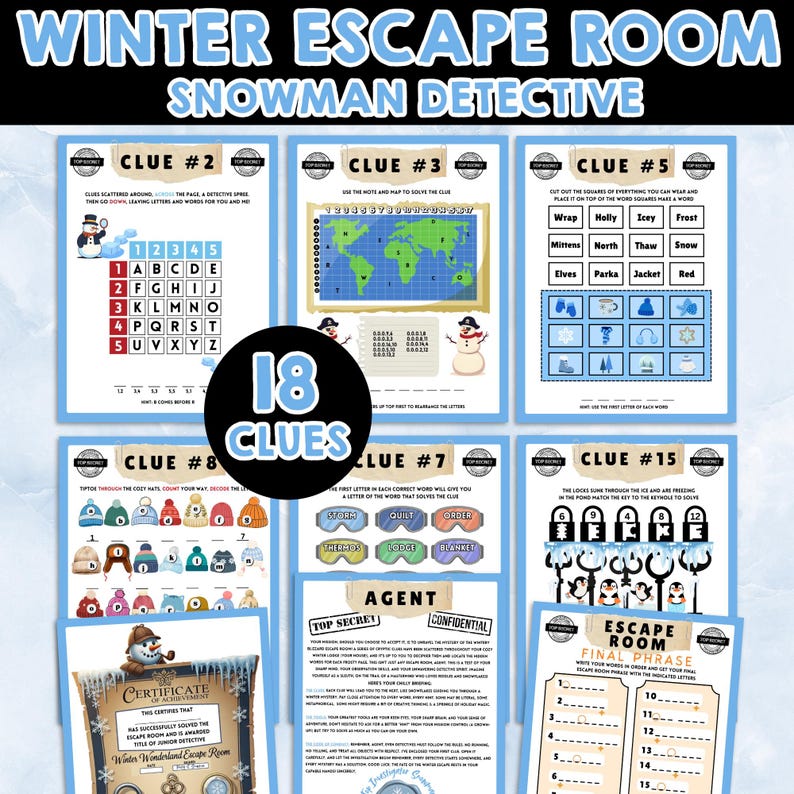 Printable Winter Escape Room | Detective Snowman's Mystery | Fun Snow ...