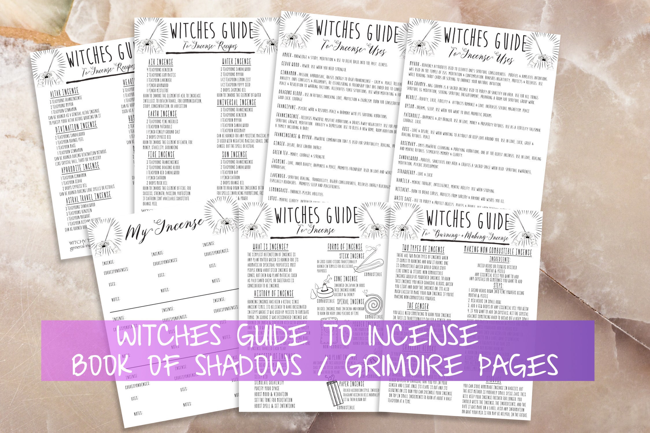 Wicca Incense Chart Salem's Spell Wellness Witch Stones Gypsy Moon