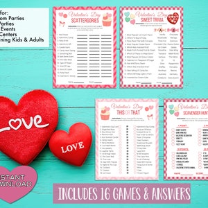Valentines Day Fun Party Games Bundle | Classroom Office Party Kids ...