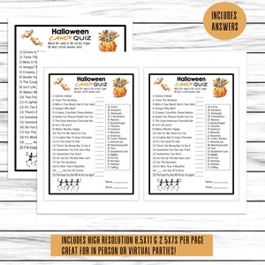 Halloween Candy Trivia Game, Virtual or Printable Halloween Costume ...