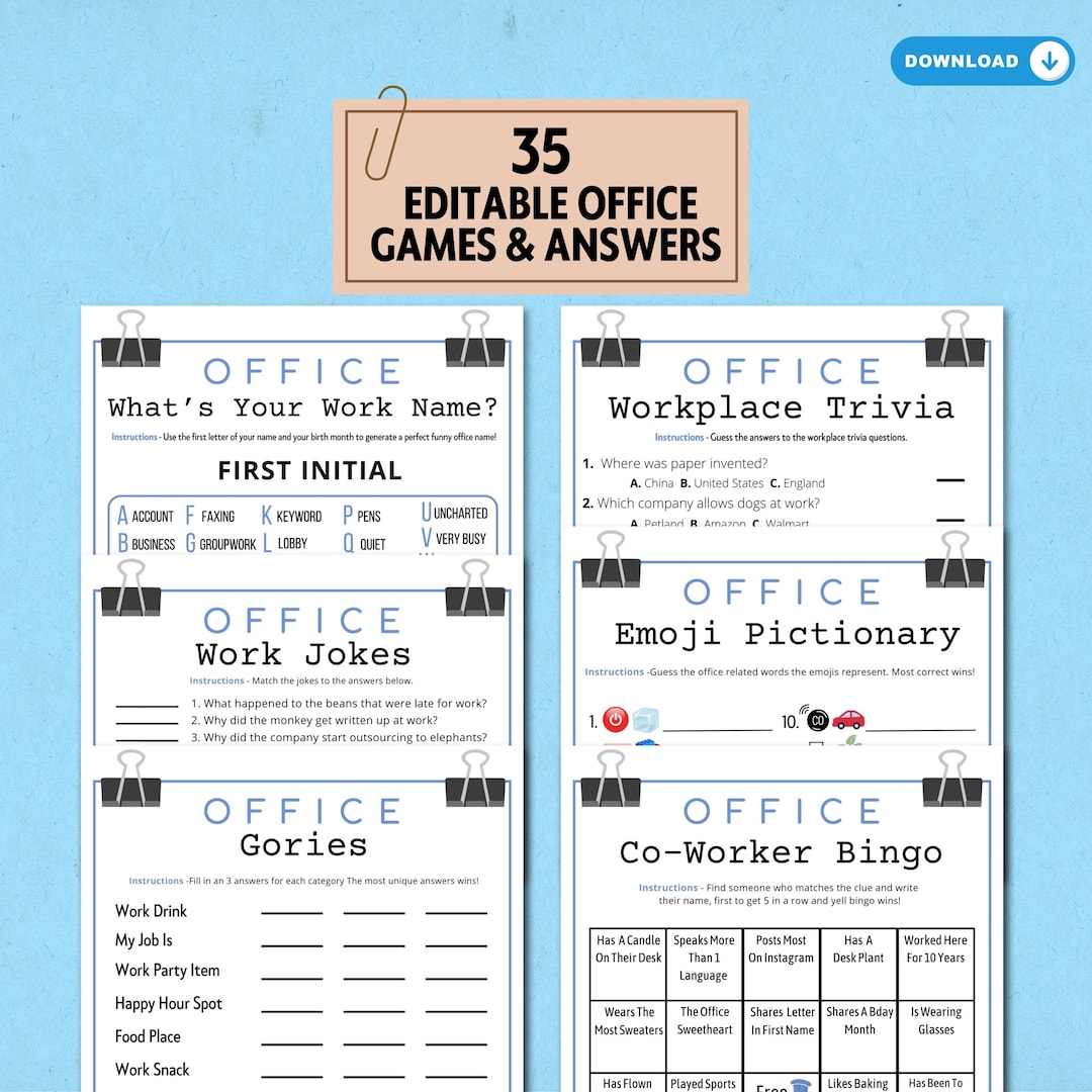 Office Party Mega Editable Bundle Printable Games for Employee ...
