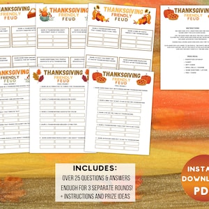 Thanksgiving Friendly Feud Games, Turkey Day Trivia Game, Adult ...