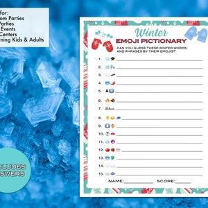 Winter Emoji Game, Emoji Pictionary, Party Game, Emoji Game, for Adults ...