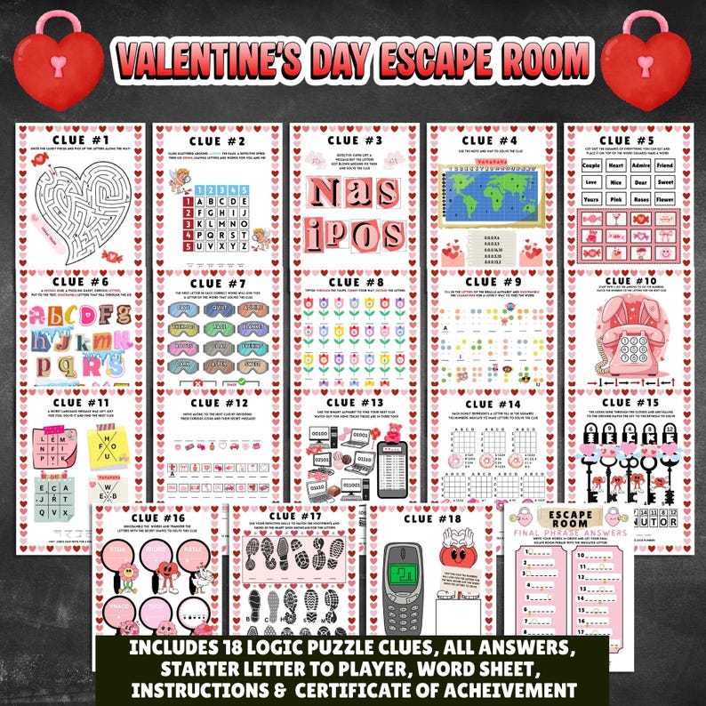 Junior Detective Valentine Escape Room | 18 Clue Mystery Game for Kids ...