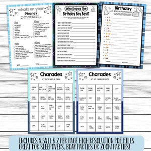 Printable Boys Birthday Party Game Bundle | Teen Birthday Quizzes ...