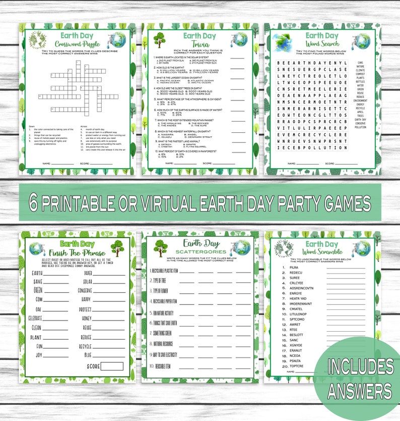 Earth Day Fun Games Party Games Trivia Scattergories Word - Etsy