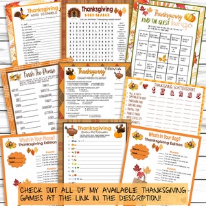 Thanksgiving Trivia Game, Printable or Virtual Turkey Day Trivia Quiz ...