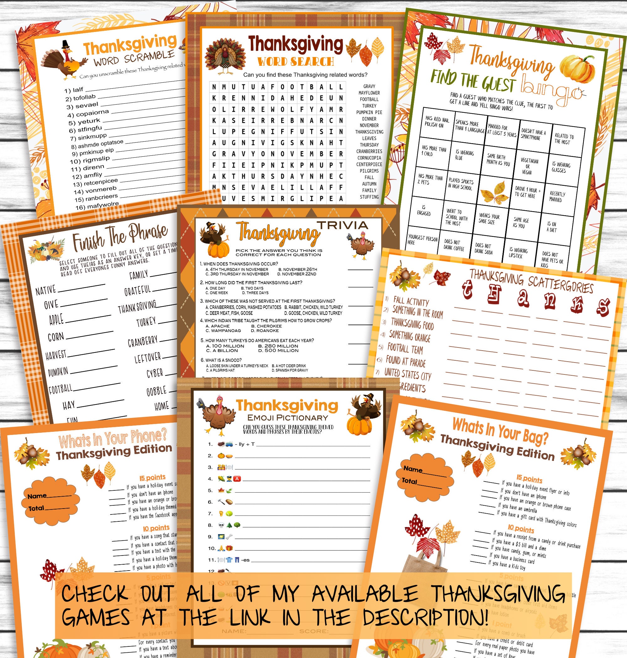 Thanksgiving Word Search Find Game Printable or Virtual - Etsy