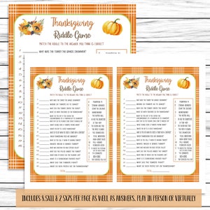 Thanksgiving Game, Printable Thanksgiving Riddle Game, Kid Thanksgiving ...
