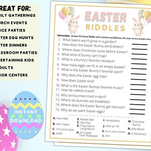 Fun Easter Riddles Printable Game | Family Activity | Kids or Adults ...