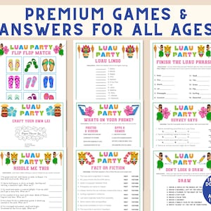 Printable Luau Tiki Party Summer Games | Tropical Aloha Activities ...