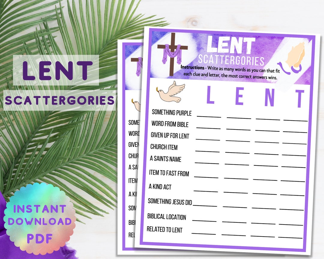 Scattergories Lent Word Game, Kids Lenten Party Game, Lent Word Quiz ...