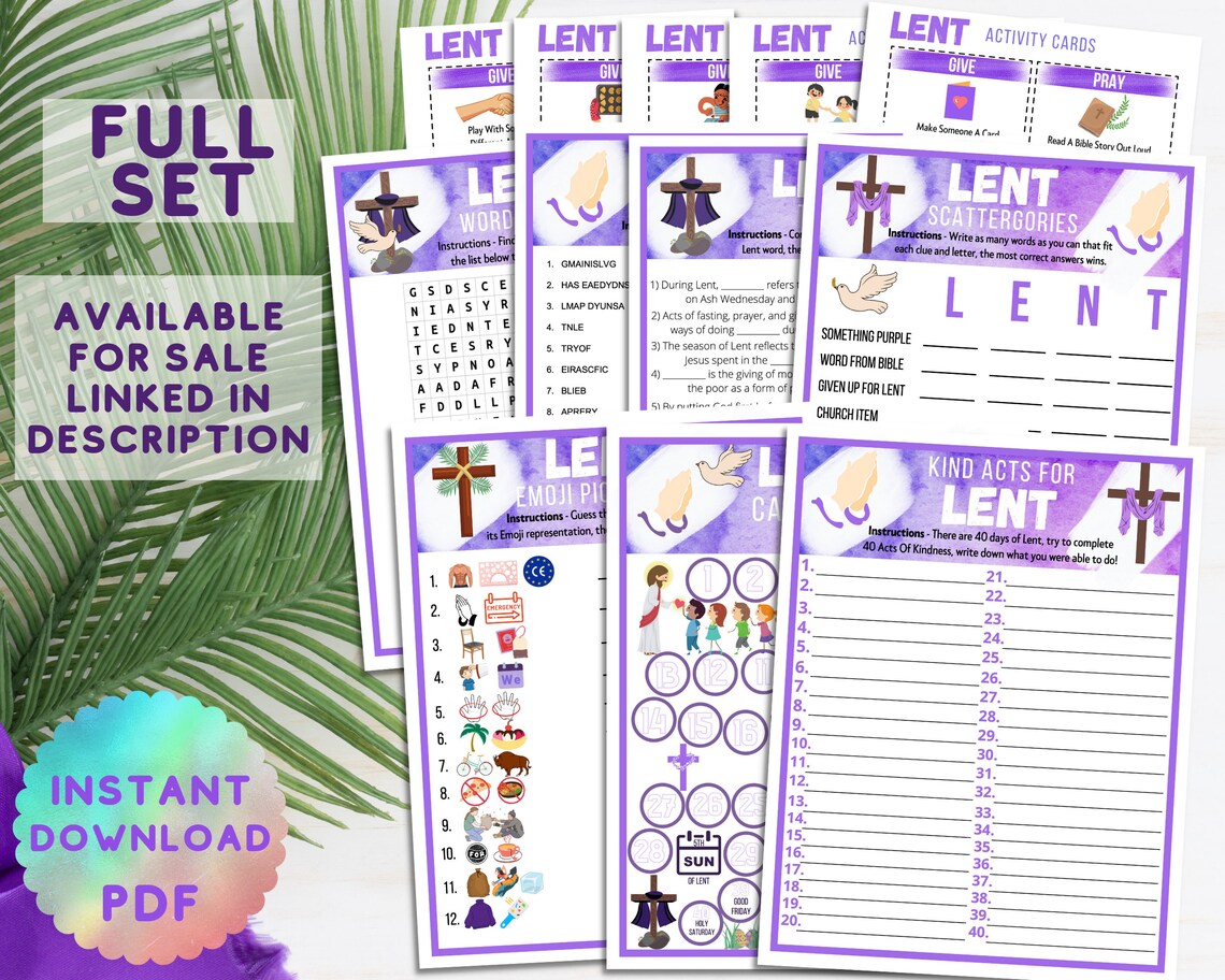 Printable Lent Word Search Kids Lenten Party Game Lent Word - Etsy Canada