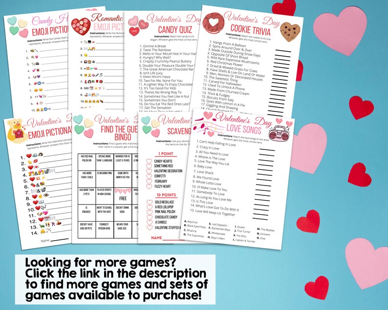 Valentines Day Candy Heart Emoji Pictionary Gamevirtual or - Etsy