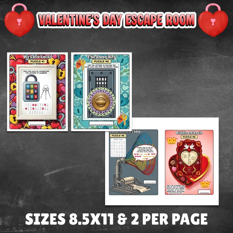 Valentine’s Day Escape Room Printable | the Love Locks Code Breaker ...