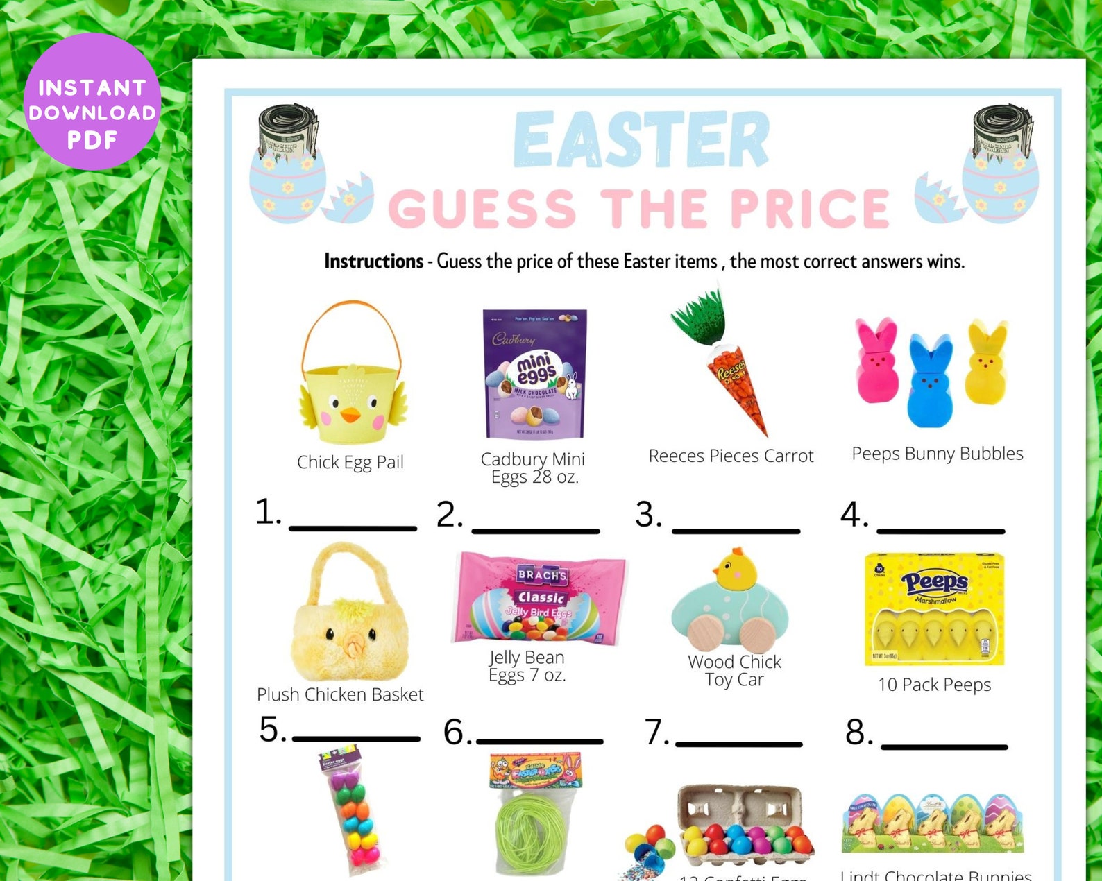 Printable Easter Price is Right Game | Fun Family Idea | Kids Adults ...