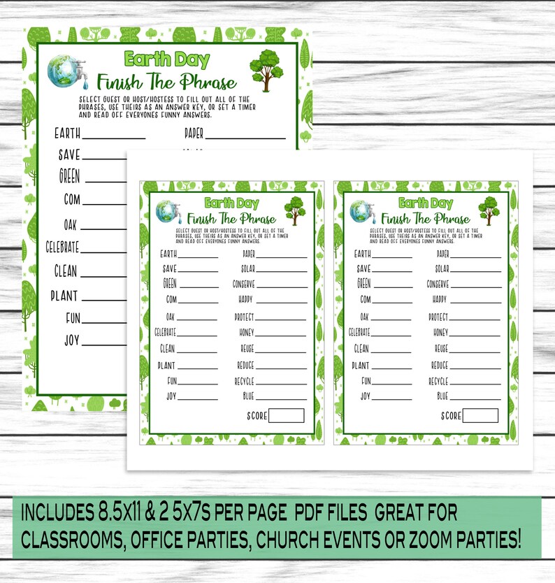 Earth Day Fun Games Party Games Trivia Scattergories Word - Etsy