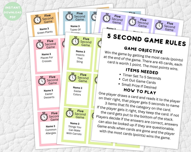 Printable Spring Think Fast Game Easter Activity for Kids - Etsy