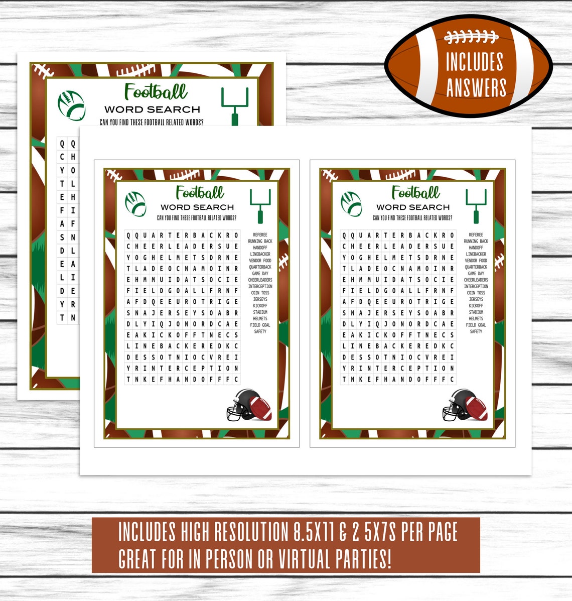 Football Word Search Printable or Virtual Football Party Game | Etsy
