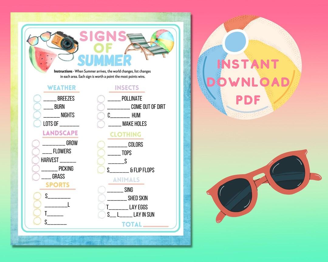 Summer Trivia Party Game, Family Reunion Idea Activity, Summer ...