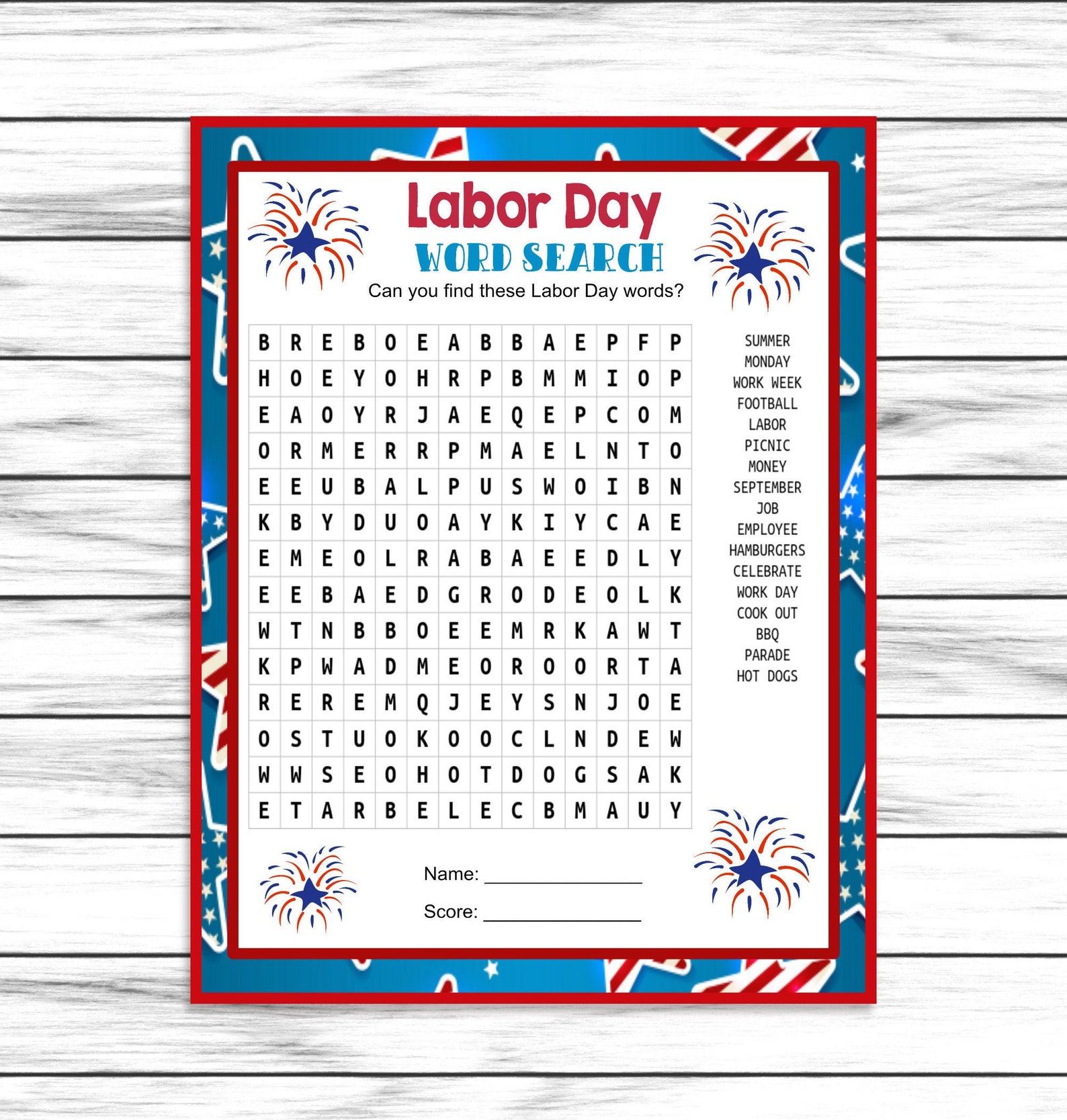 Labor Day Word Search Party Game Word Find Game for Adults - Etsy