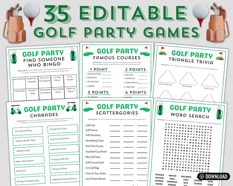 Editable Golf Party Games Watch Golf Themed Party Ideas Printable ...