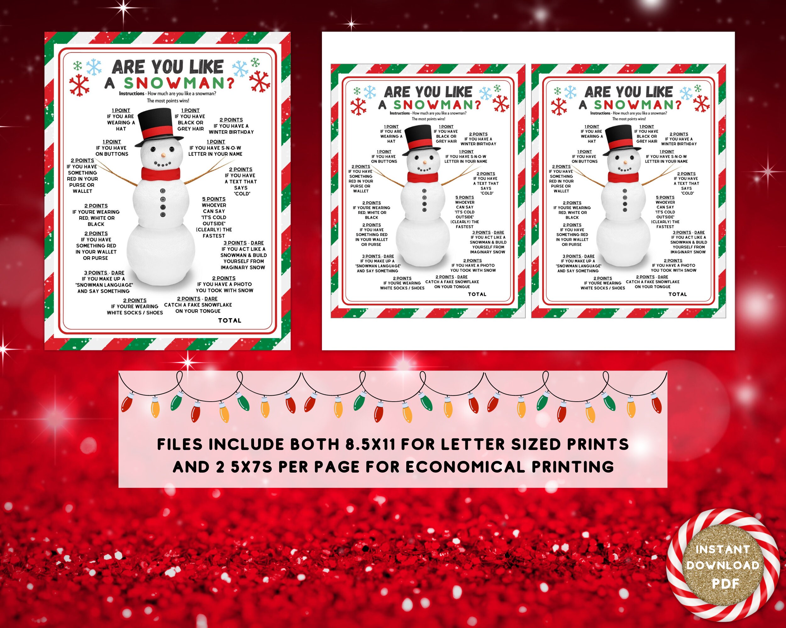 Christmas Party Snowman Game, Xmas Party Family Activity, Group Work ...