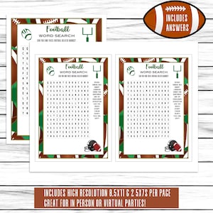 12 Printable or Virtual Football Party Games for Kids & Adults, Favors ...