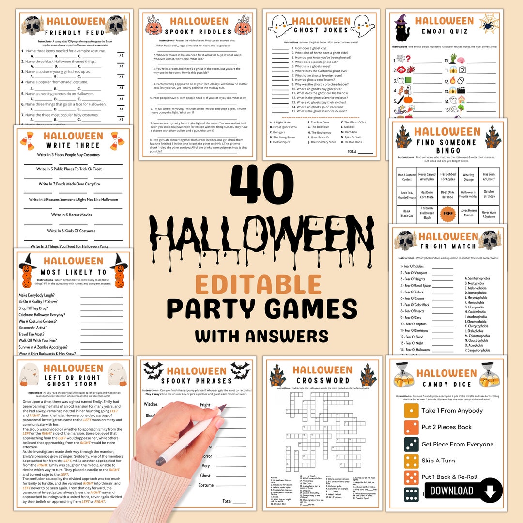 Halloween Editable Printable Party Games Template | Halloween Games ...