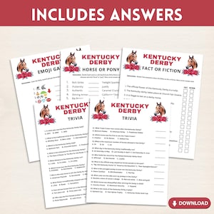 Printable Kentucky Derby Trivia Game Bundle, Derby Party Game, Trivia ...