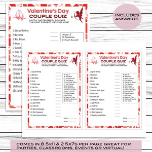 Valentines Day Couple Quiz Game, Virtual or Printable V-day Party Game ...
