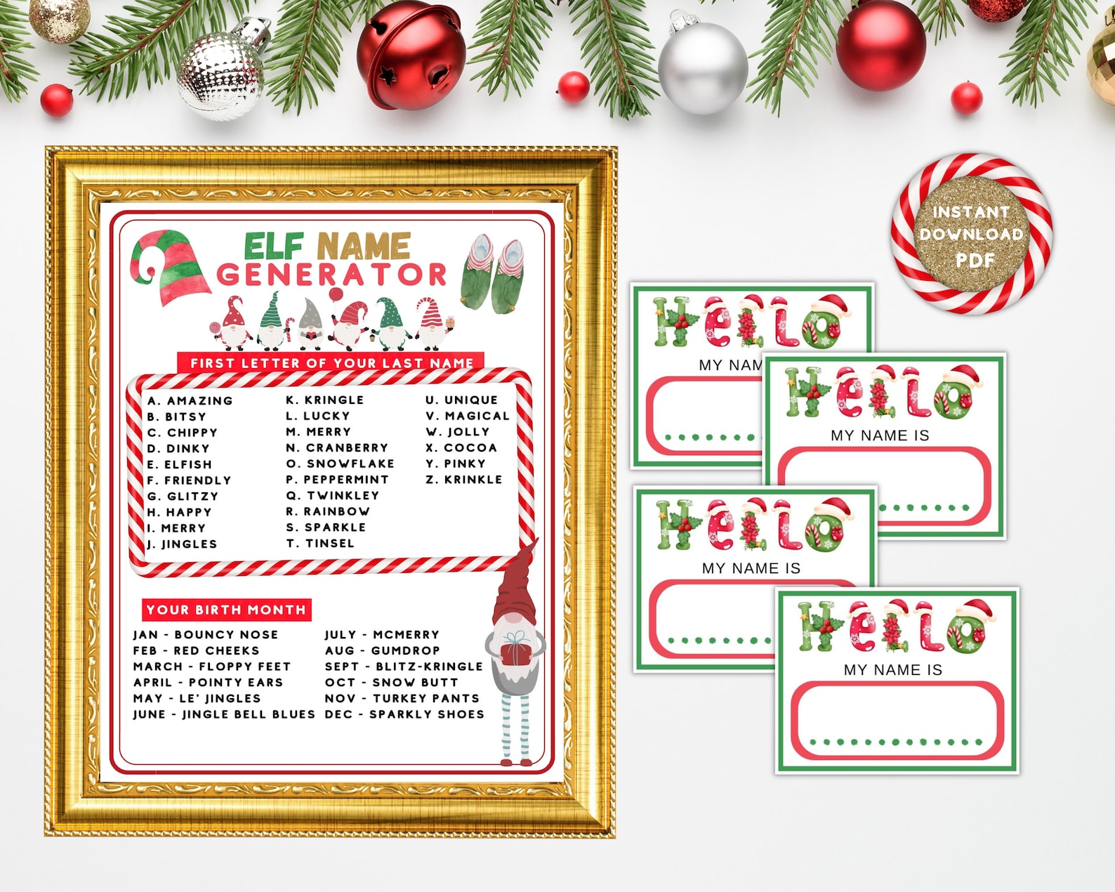 Christmas Elf Name Generator Game, Printable Holiday Name Tags for Kids ...