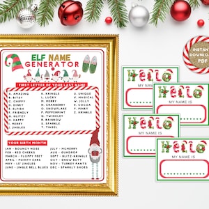 Christmas Elf Name Generator Game, Printable Holiday Name Tags for Kids ...