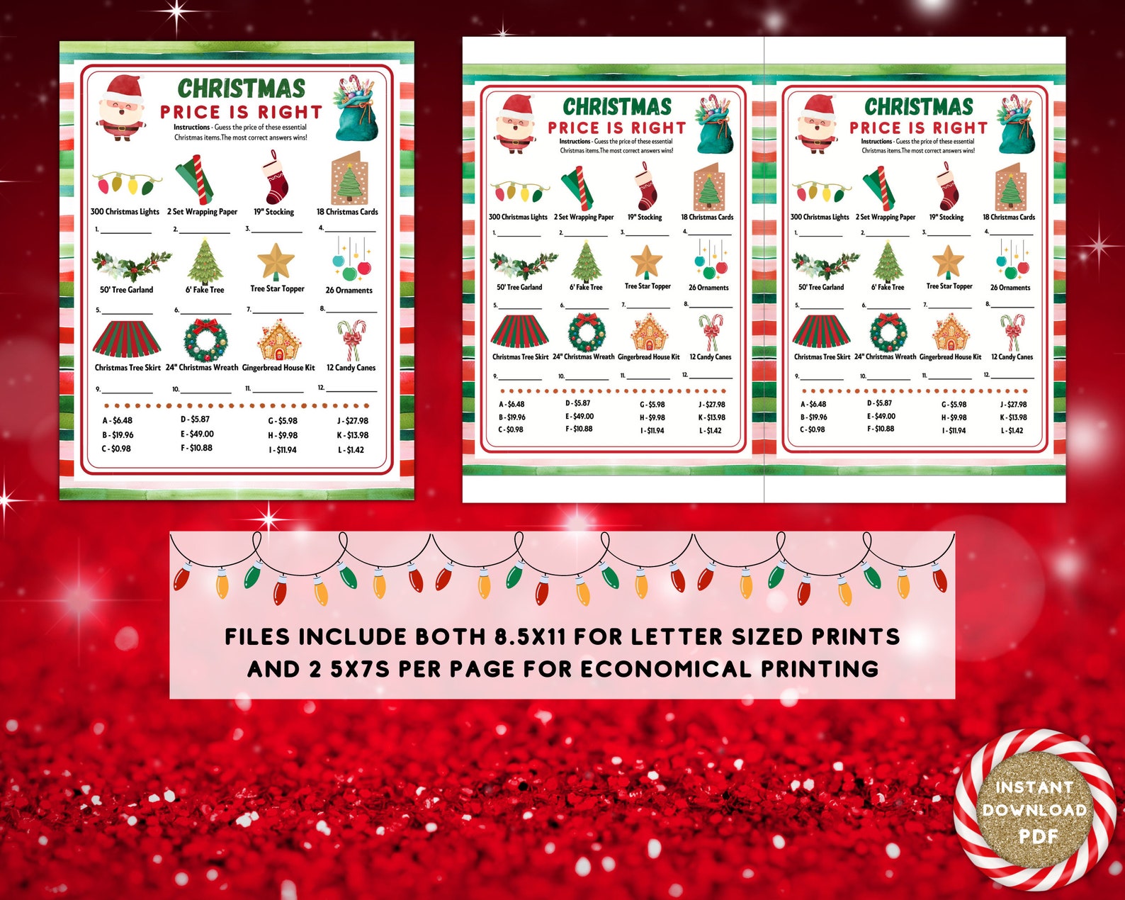 Christmas Guess Price Game, Printable or Virtual Xmas Day Quiz for Kids ...